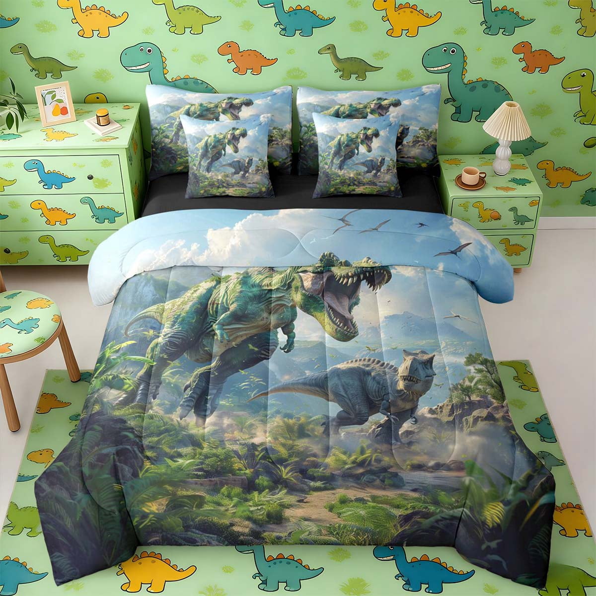 Erosebridal Howling Tyrannosaurus Rex Bedding Comforter Set for Boys ...
