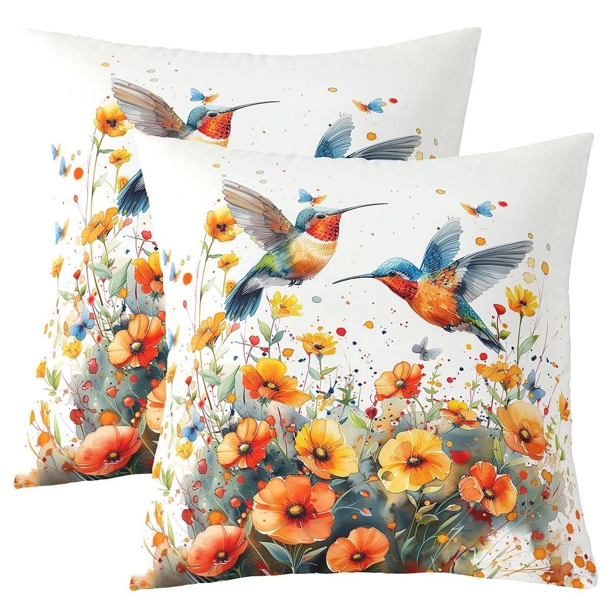 Erosebridal Hummingbird Throw Pillow Covers 20x20 Set of 2, Orange ...