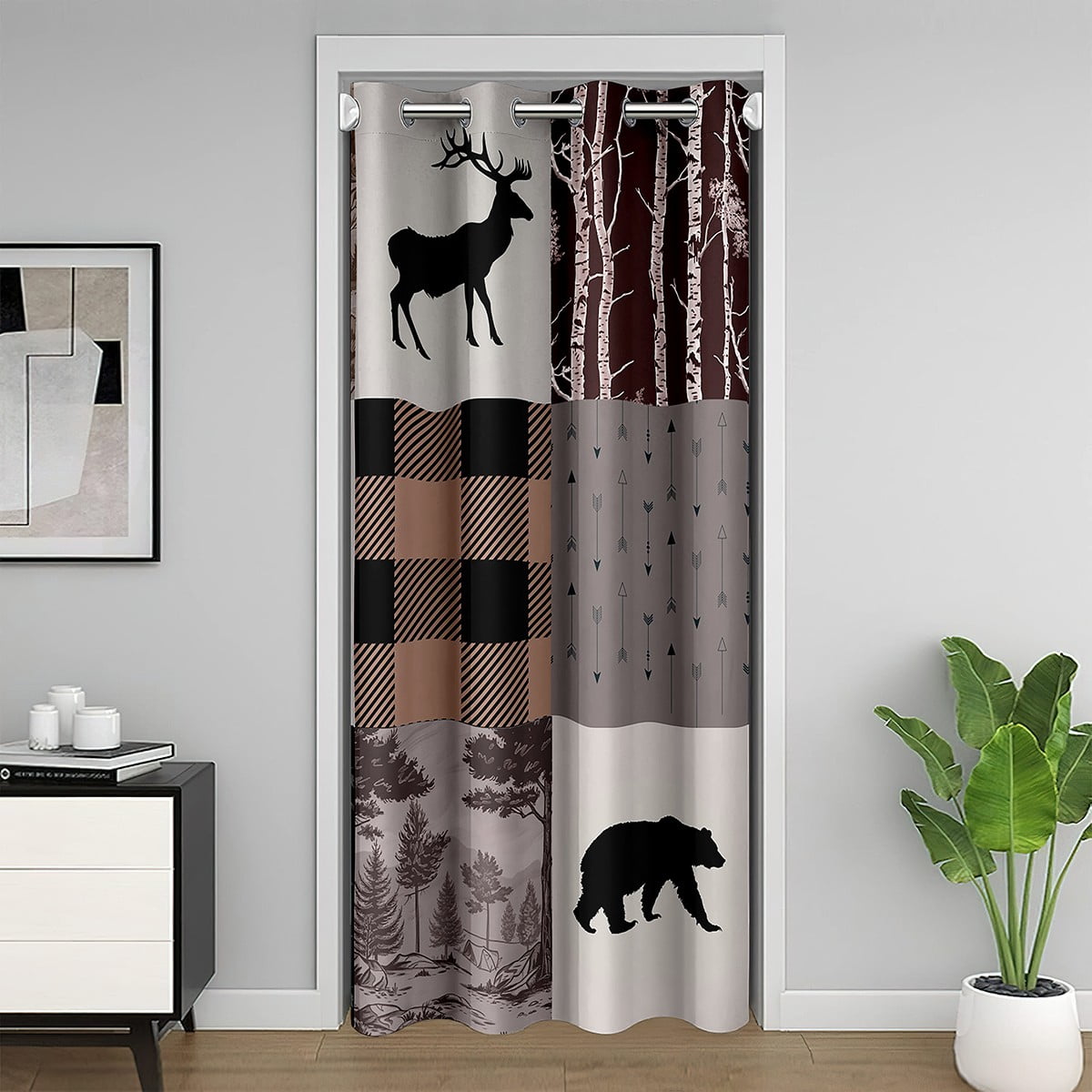 Erosebridal Hunting Bear Door Curtain Panel 42x84, Woodland Wildlife ...
