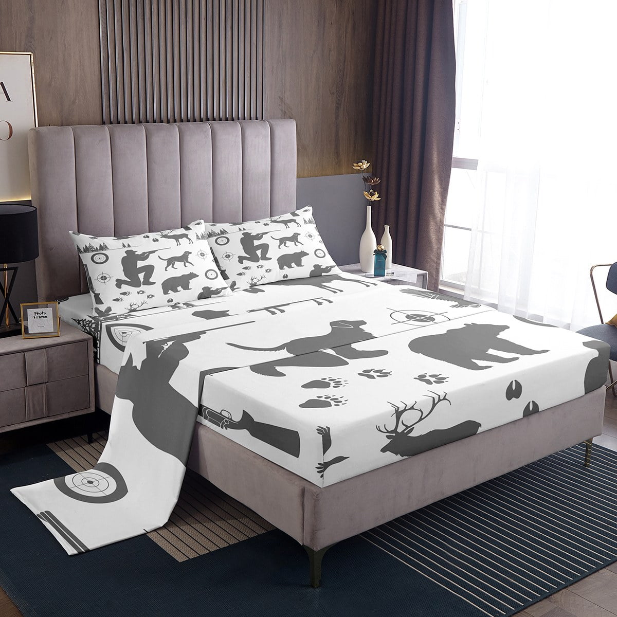 Erosebridal Hunting Bear Moose Bed Sheets Set King Size, Rustic ...