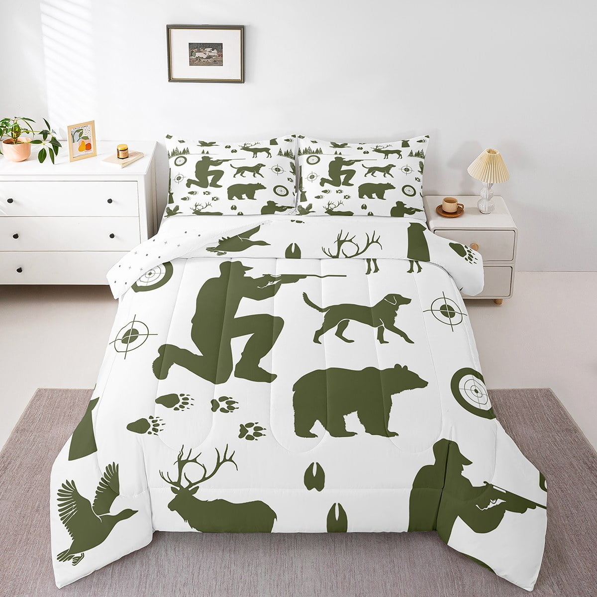 Erosebridal Hunting Bear Moose Bedding Sets with Comforter, Rustic ...