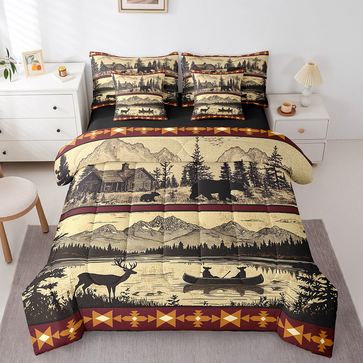 Erosebridal Hunting Deer Bedding Sets Full Size, Rustic Lake House Farmhouse Lodge Cabin ...