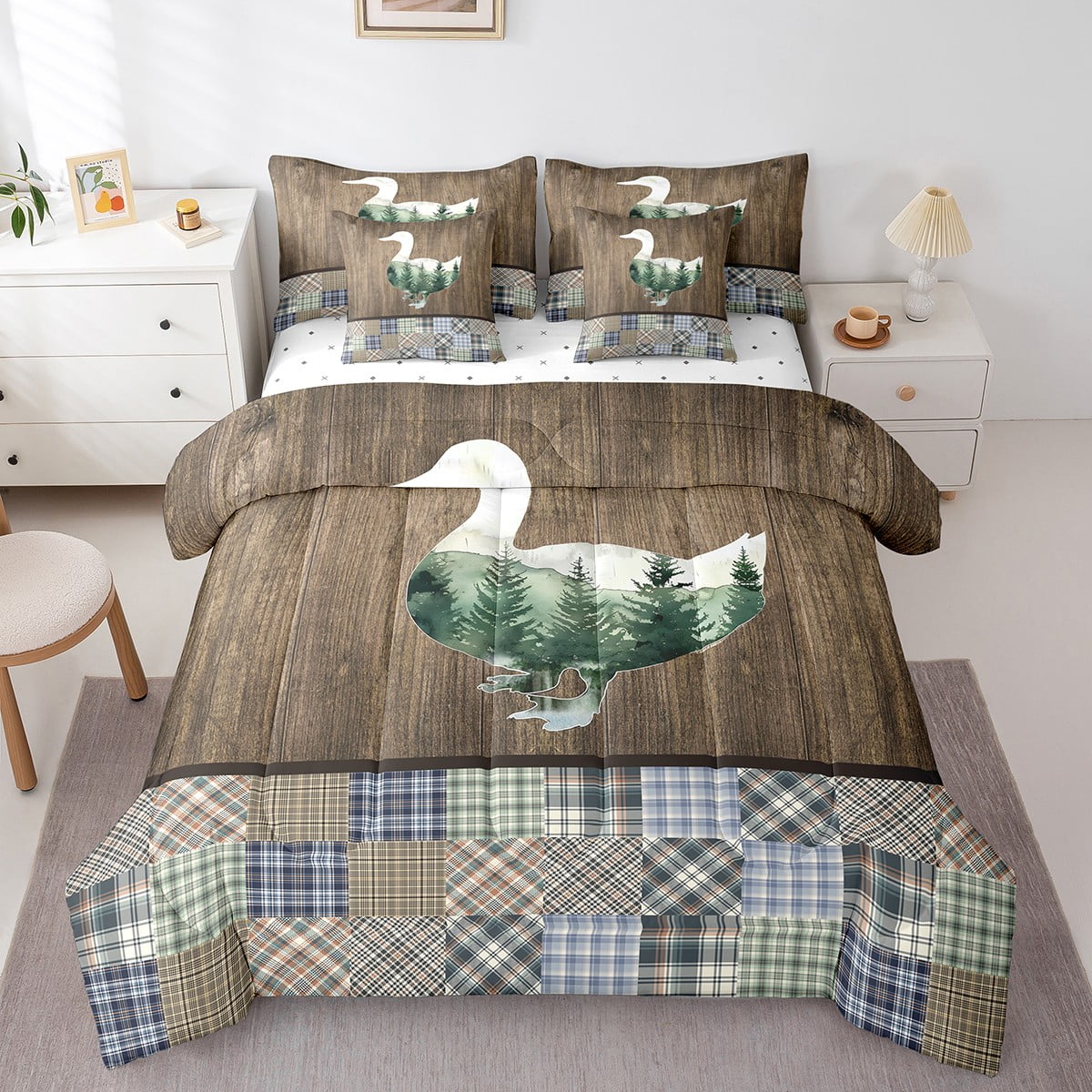 Erosebridal Hunting Duck Bedding Sets Twin Size,Rustic Farmhouse Lodge ...