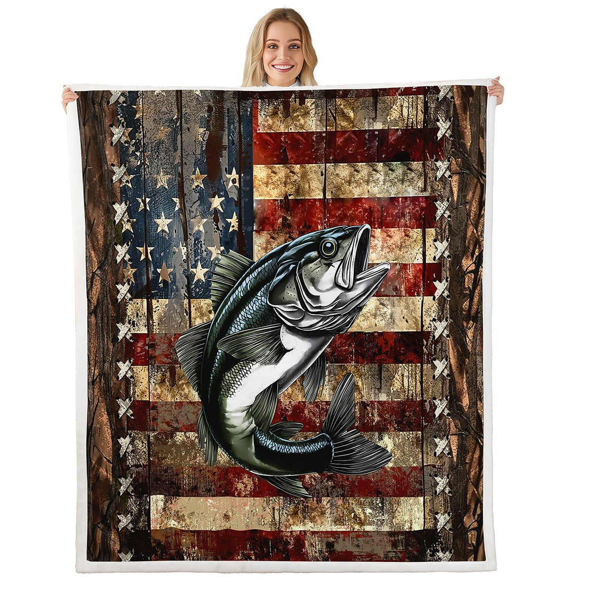 Erosebridal Hunting Pike Fish Fleece Blanket 40x50, Fishing Theme ...