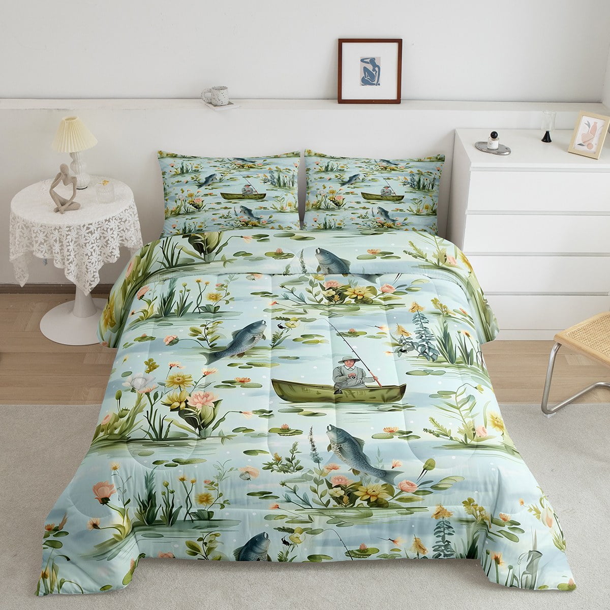 Erosebridal Hunting and Fishing Bedding Full Comforter Set, Flower ...