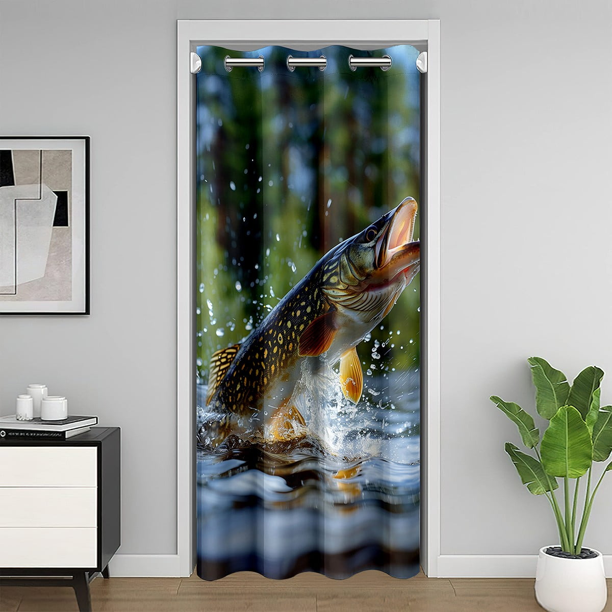 Erosebridal Hunting and Fishing Door Curtain Panel 42x84, Bass Fish ...