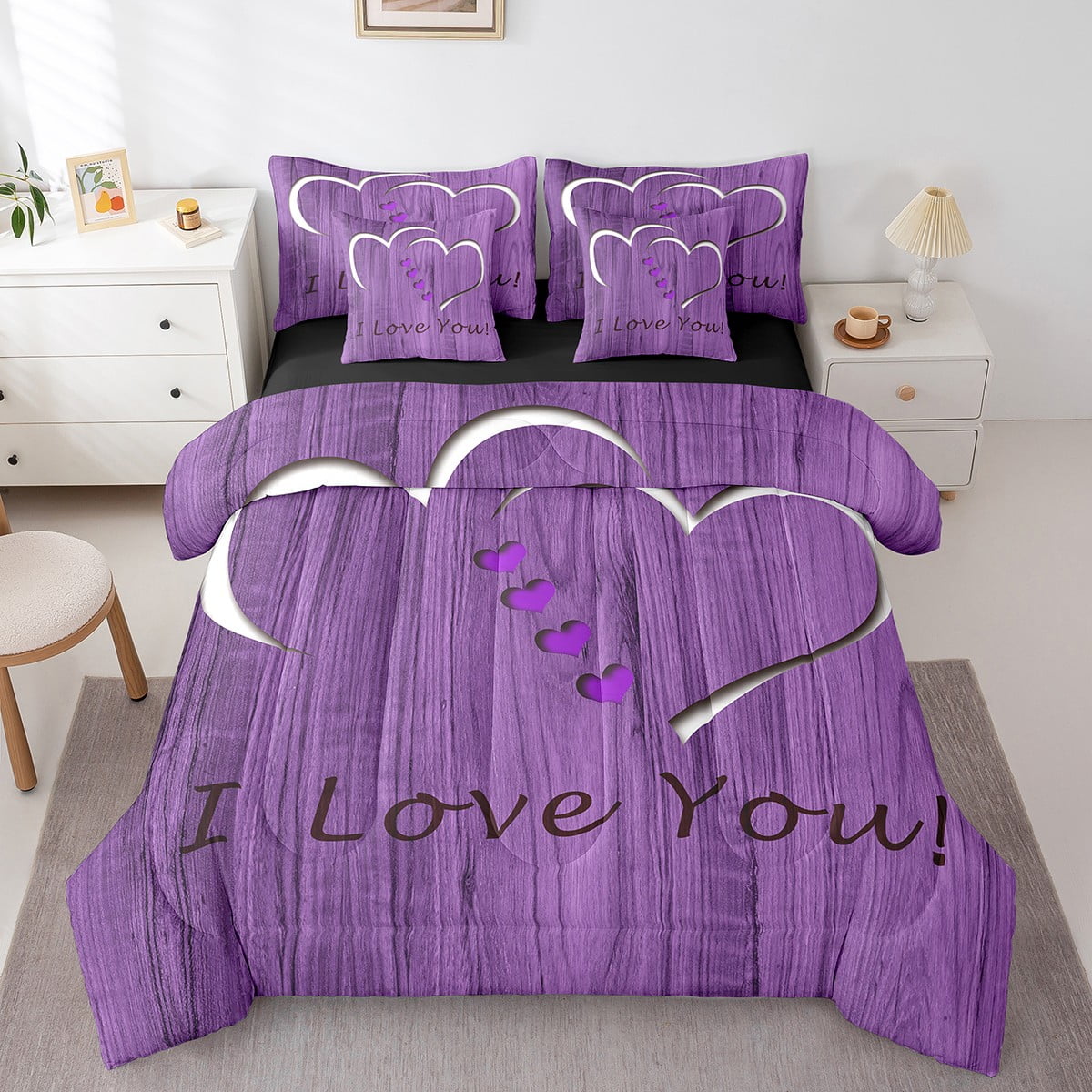 Erosebridal I Love You Print Bedding Twin Size, Love Heart Pattern ...
