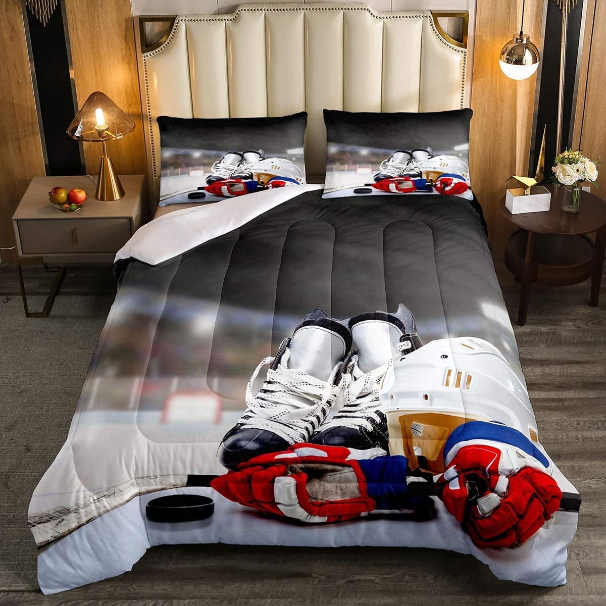 Erosebridal Ice Hockey Comforter Set Full, Hockey Player Down Comforter ...