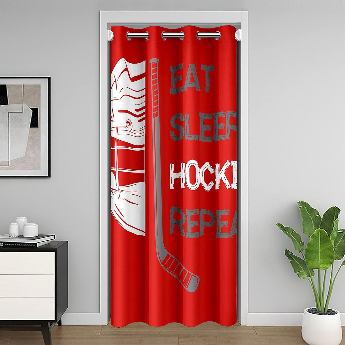 Erosebridal Ice Hockey Door Curtain Panel 34x80, Red Room Divider ...