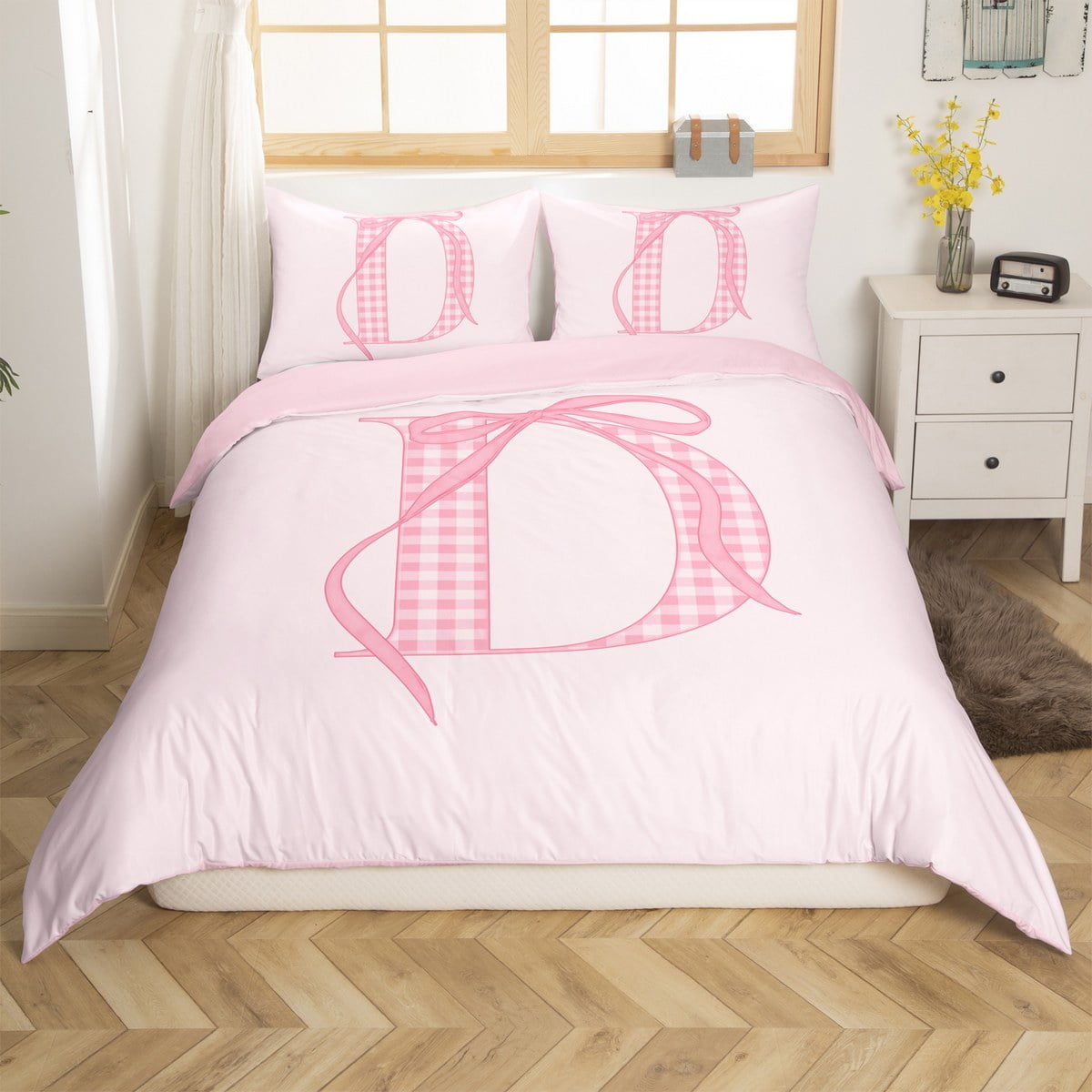 Erosebridal Initial A to Z Duvet Cover Queen, Bowknot D Bedding Sets ...