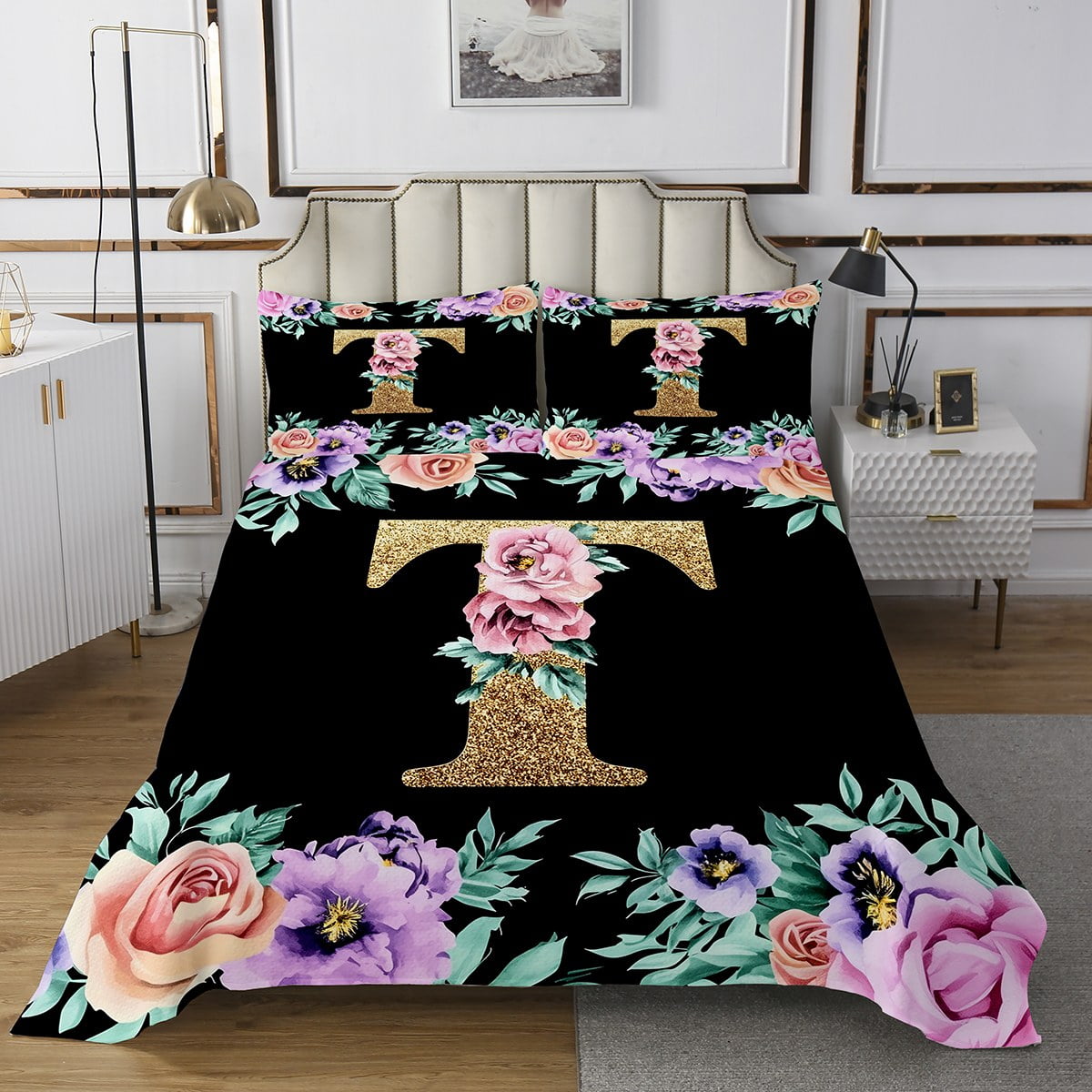 Erosebridal Initial A to Z Letter Quilt Sets for Twin Size Bed ...