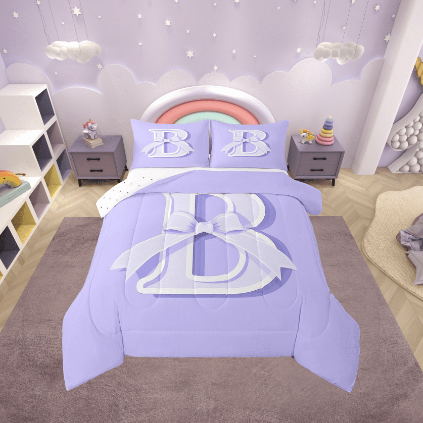 Erosebridal Initial Letter B Comforter Sets King Size, Purple ...