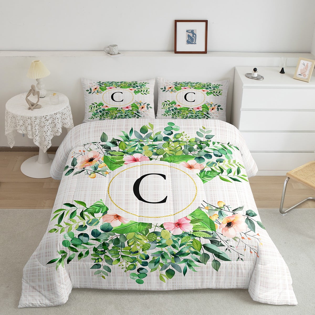 Erosebridal Initial Letter C Bedding Twin Comforter Set, Vintage Groovy ...