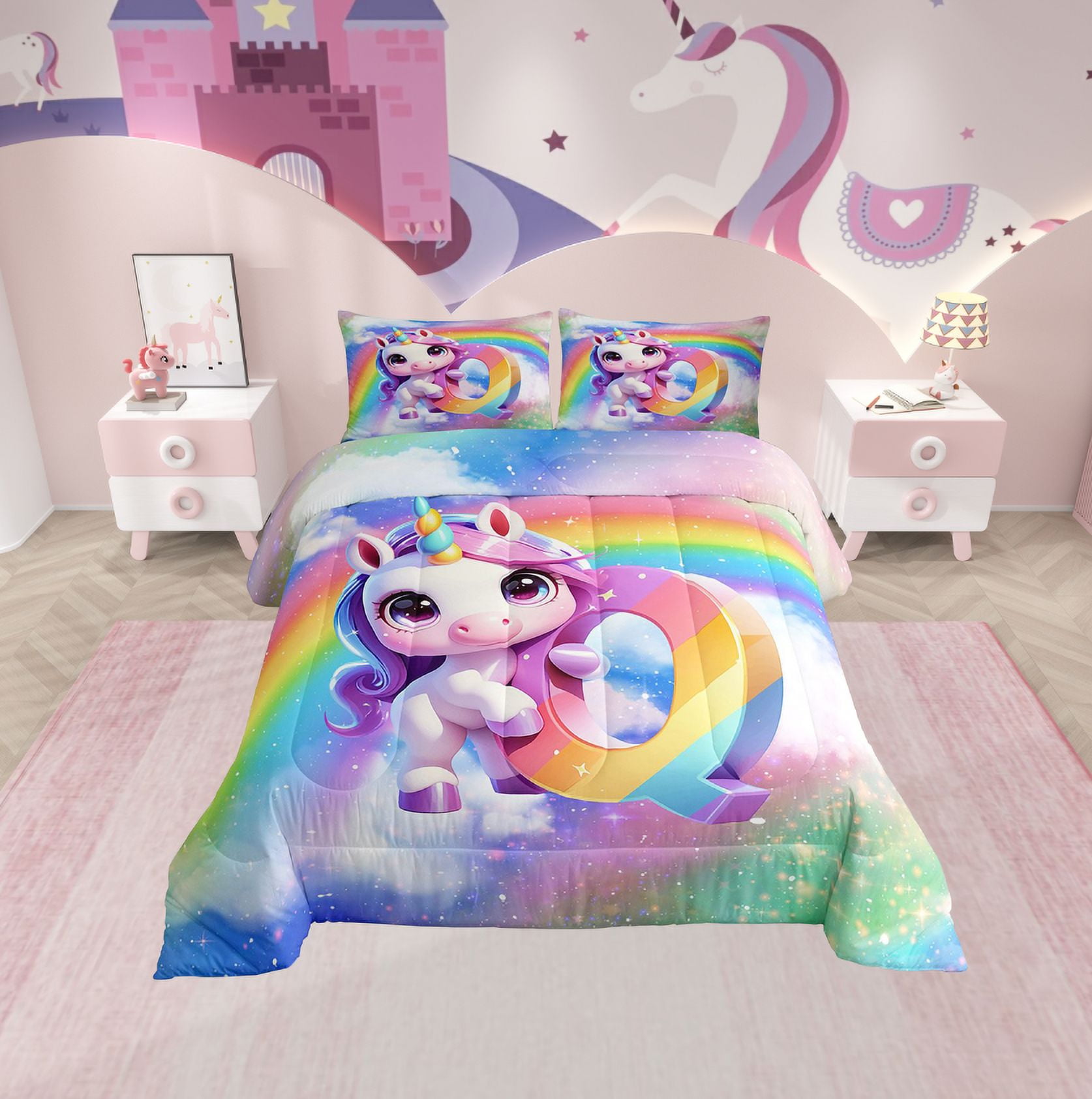 Erosebridal Initial A to Z Letter Bedding Sets Queen with Comforter ...
