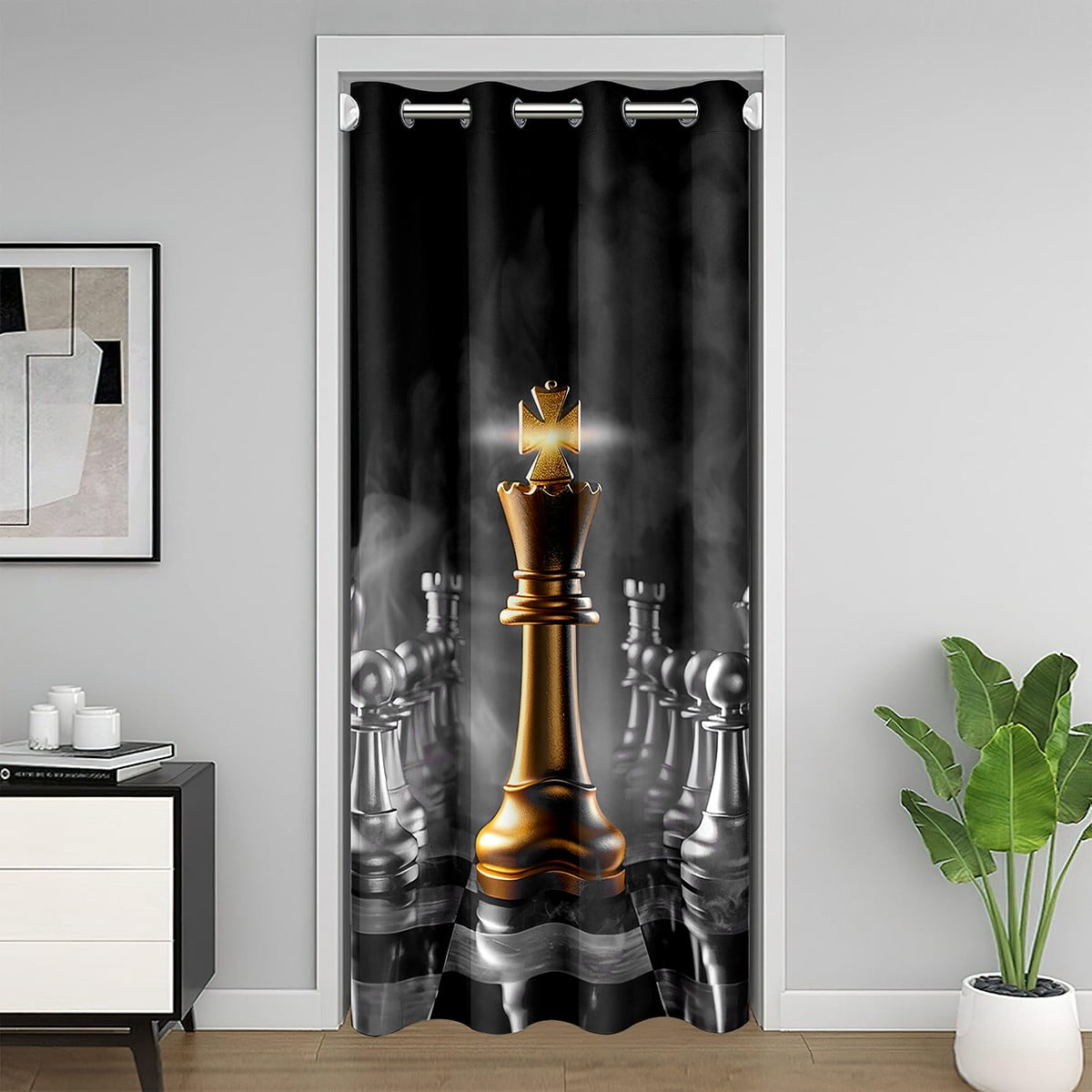 Erosebridal International Chess Door Curtain Panel 80"x42",Golden ...