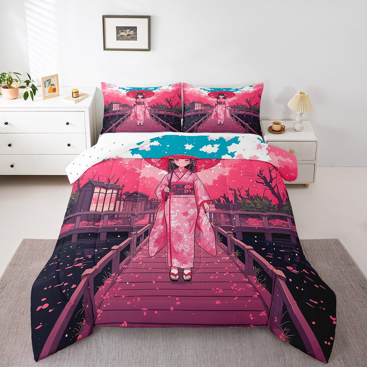 Erosebridal Japanese Anime Bedding Set Twin Size,Anime Comforter Set ...