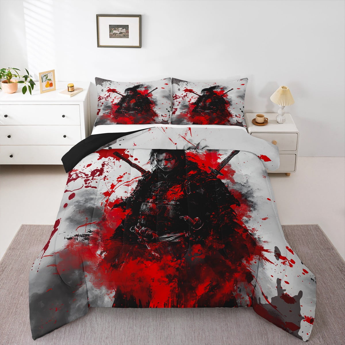 Erosebridal Japanese Anime Comforter Sets King Size, Samurai Warrior ...