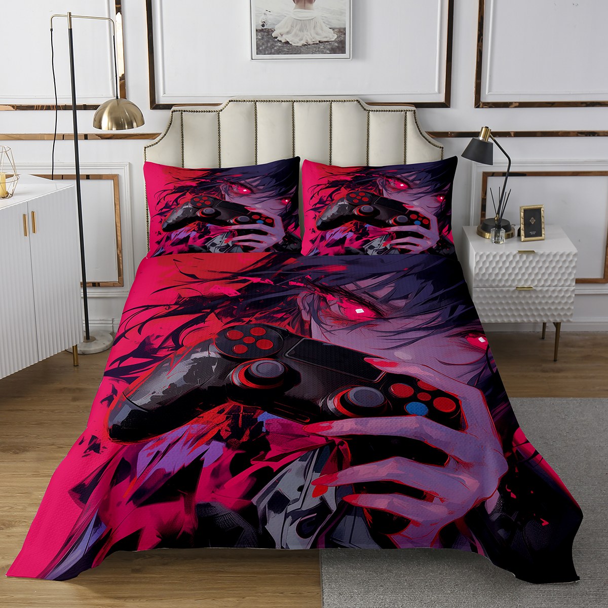 Erosebridal Japanese Anime Quilt Set King,Gamer Gaming Bedding Sets ...
