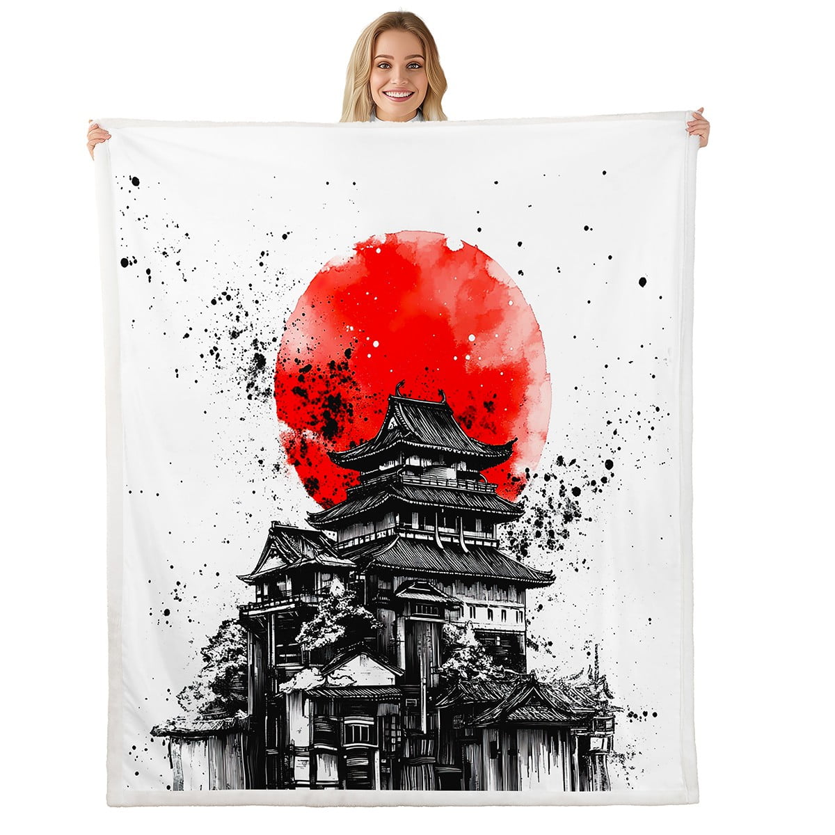 Erosebridal Japanese Building Fleece Throw Blanket Throw 50"x60" House ...