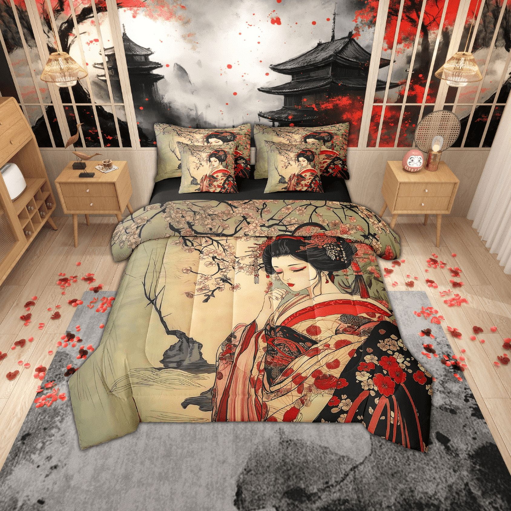 Erosebridal Japanese Geisha Bedding Queen Size Women, Oriental ...