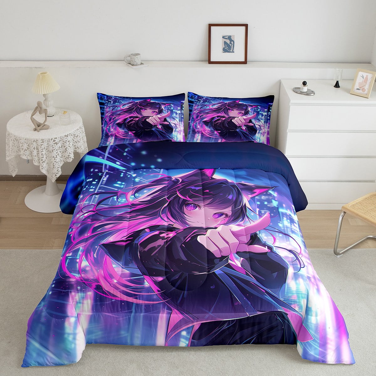 Erosebridal Japanese Bedding Sets Full with Comforter, Gradient Neon ...