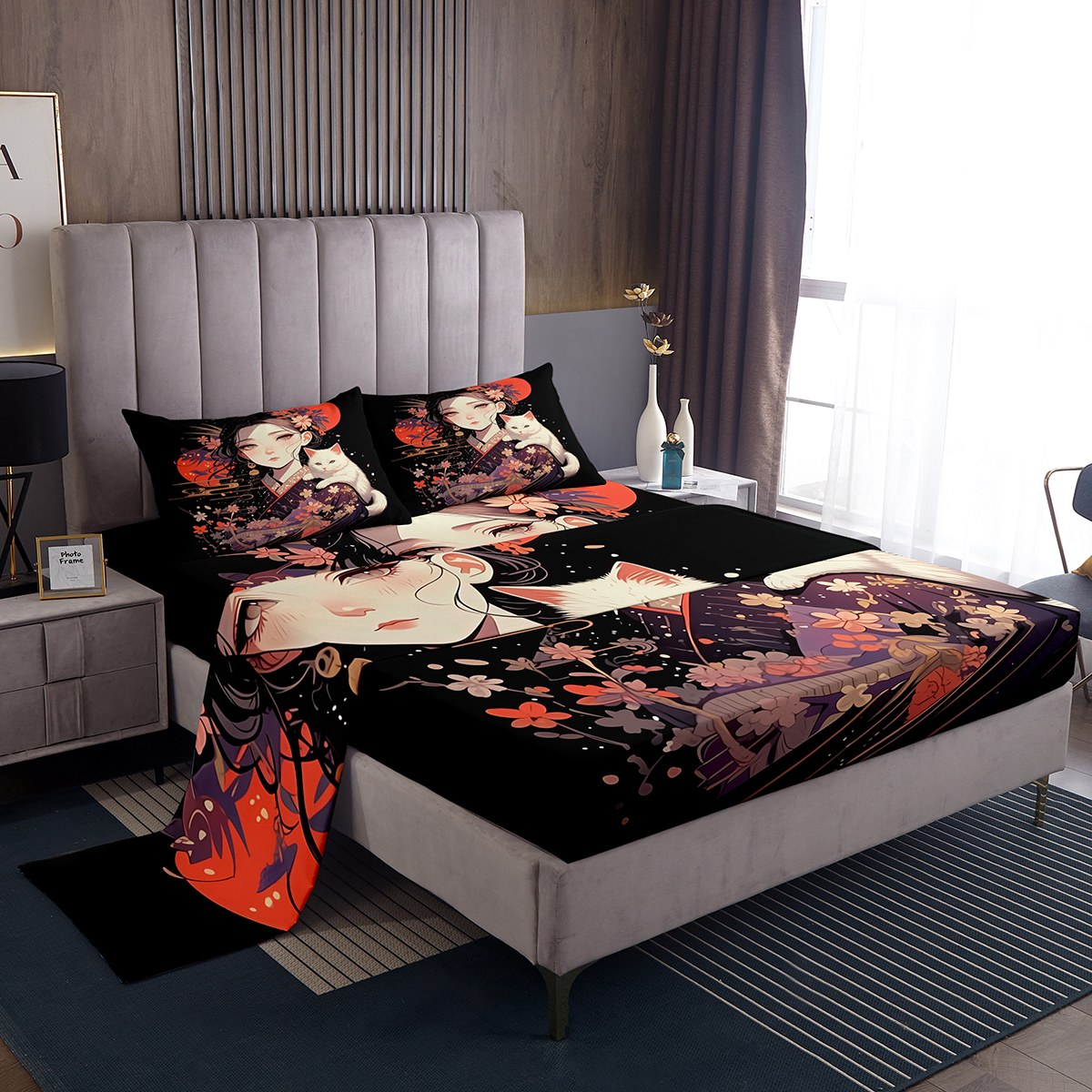 Erosebridal Japanese Style Bedding Set Full,Anime and Cat Bed Sheets ...