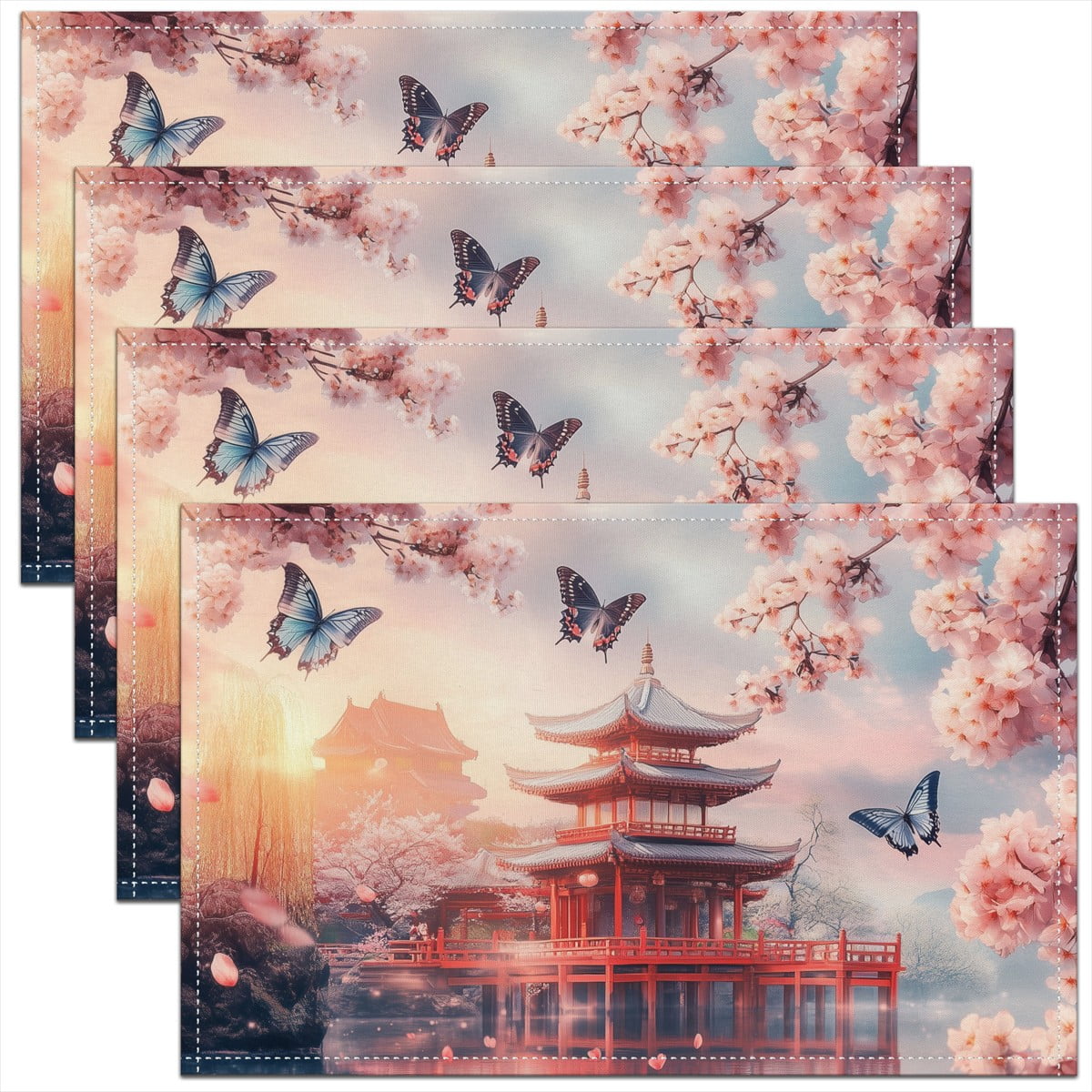 Erosebridal Japanese Table Mats 12X18 Pink Cherry Blossom Place Mats ...