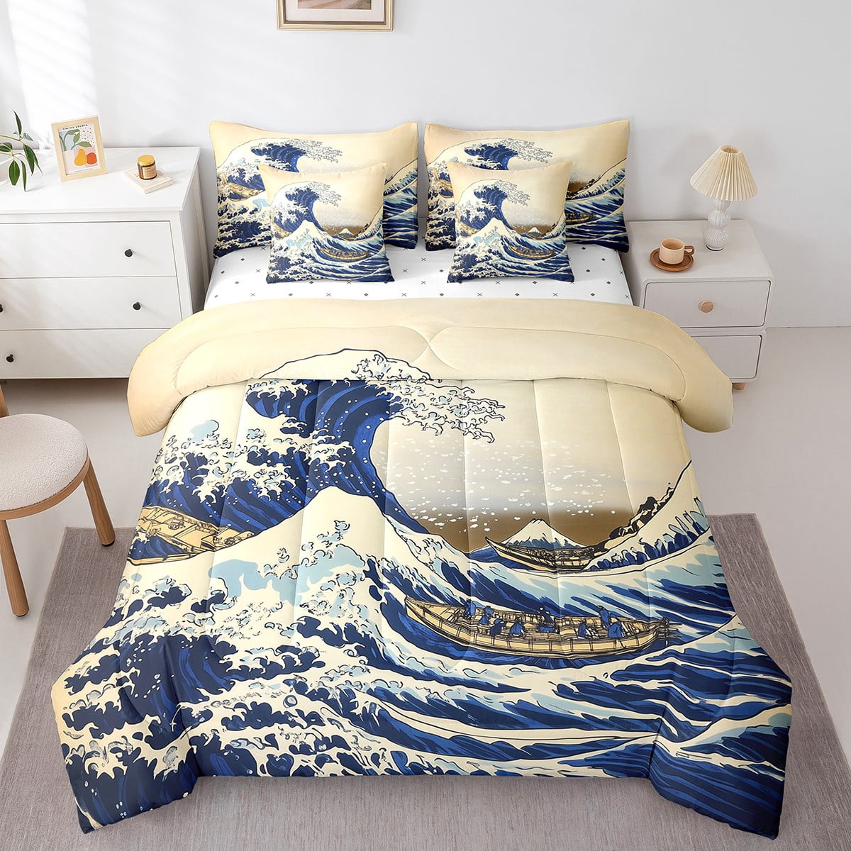 Erosebridal Japanese Uki-yoe Bed in a Bag King Size, Sea Wave Mount ...