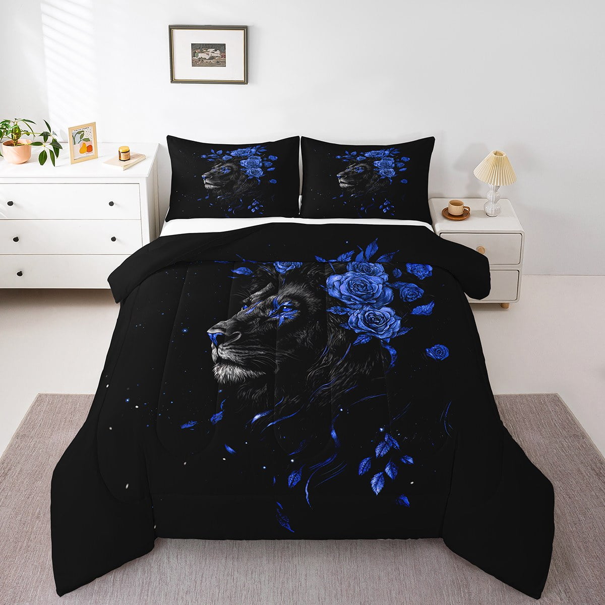 Erosebridal Jungle Animal Lion Bedding Twin Comforter Set,Splash Flower ...
