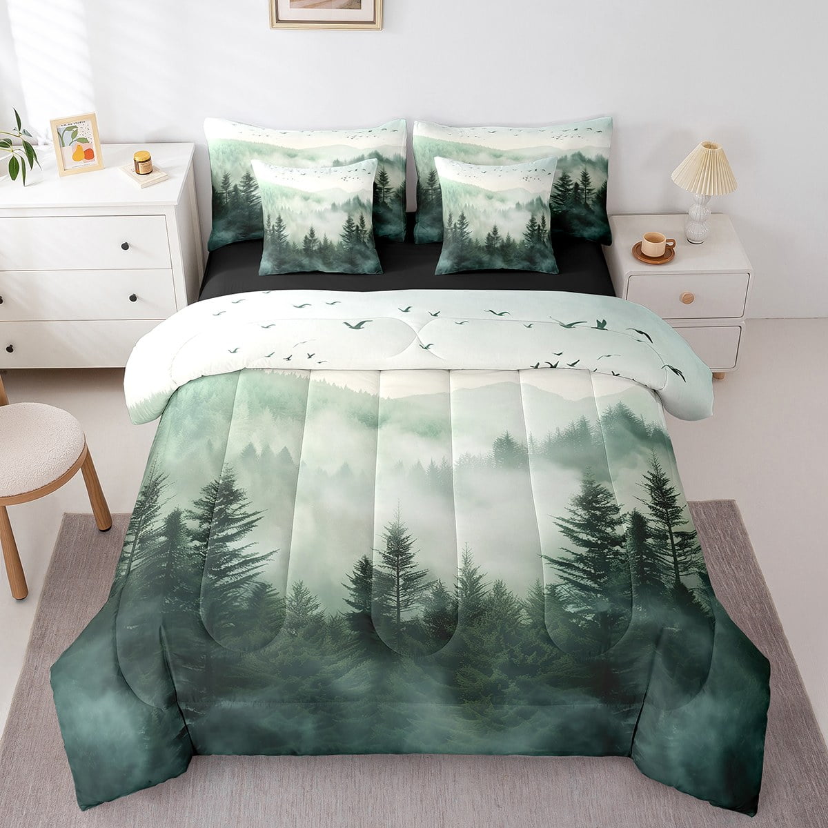 Erosebridal Jungle Botanical Tree Bedding Sets Full Size,Tropical Plant ...