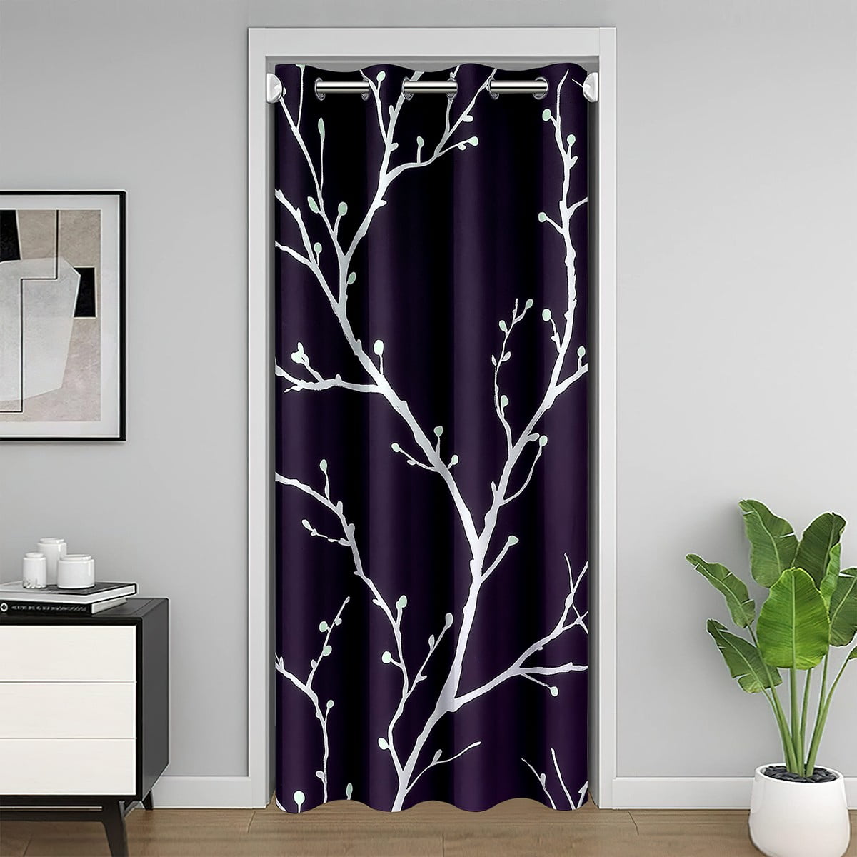 Erosebridal Jungle Branches Door Curtain Panel 52x84, Purple Room ...