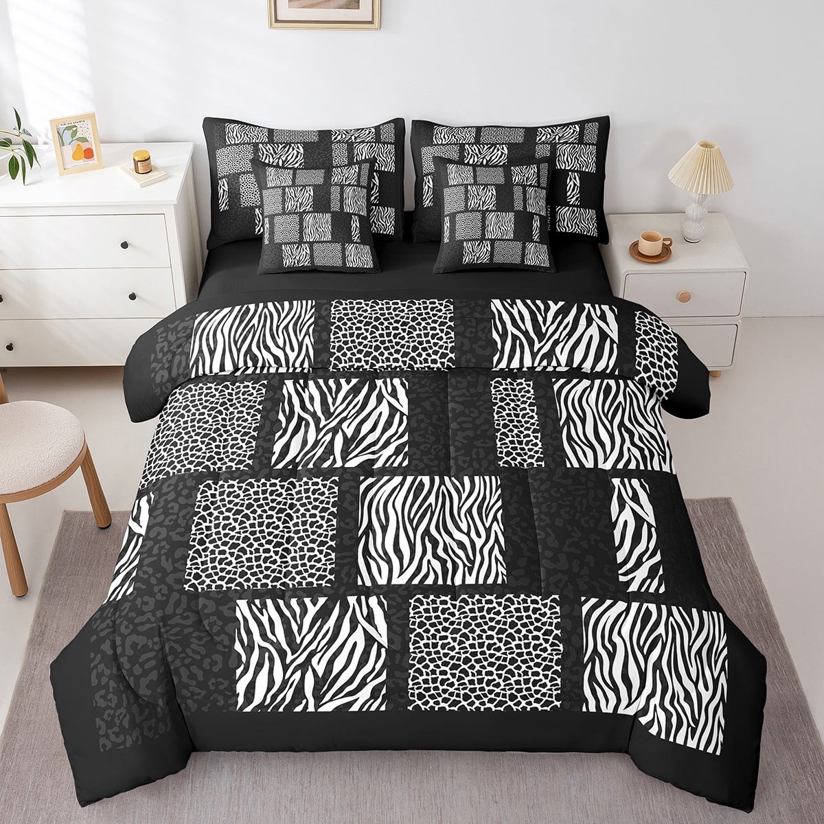 Erosebridal Jungle Cheetah Print Bed In A Bag King Size,Zebra Print ...