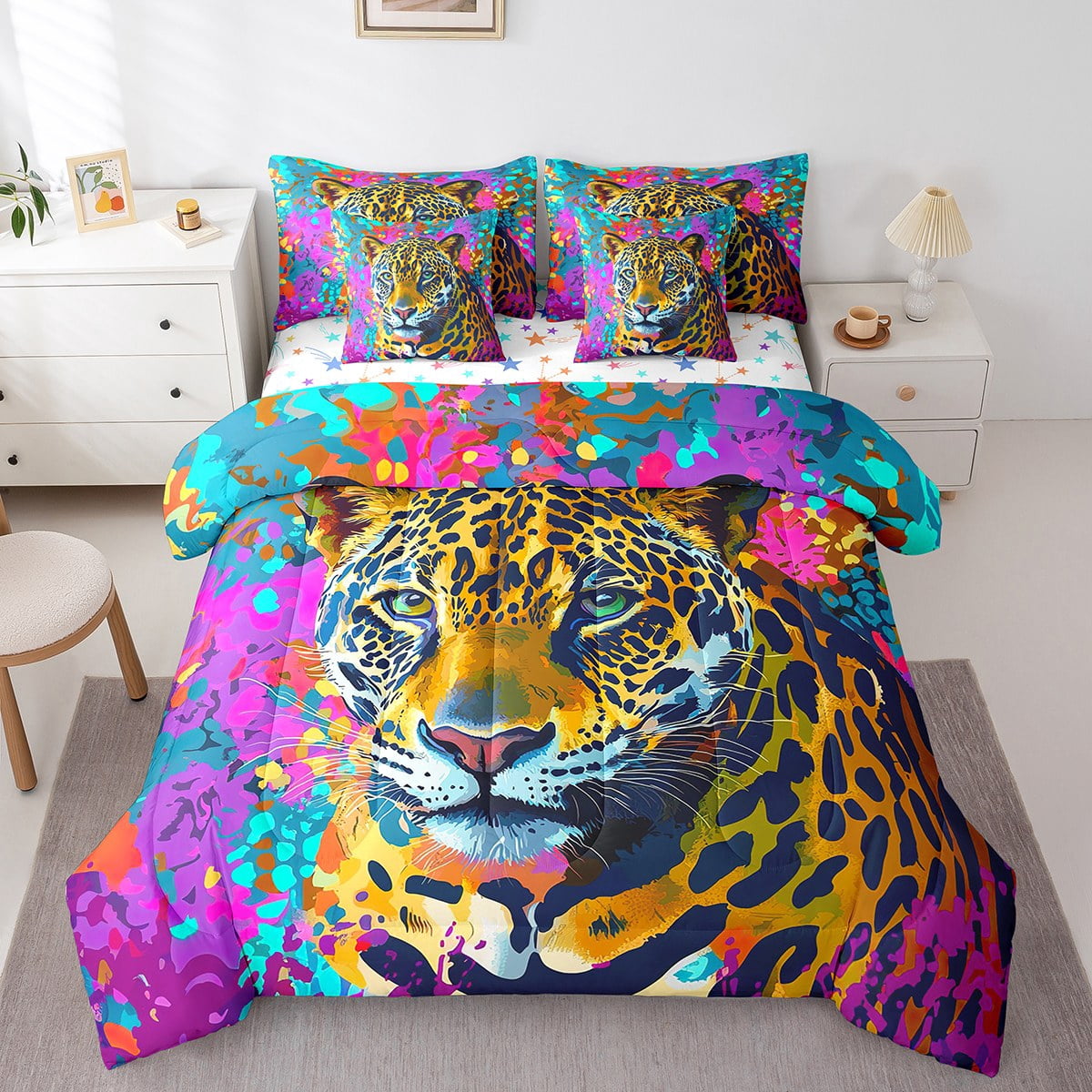 Erosebridal Jungle Leopard Cheepah Bedding Sets Queen Size, Woodland ...