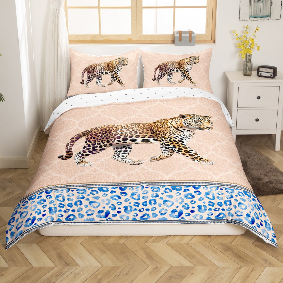 Erosebridal Jungle Leopard Comforter Cover Queen, 3D Animal Print ...
