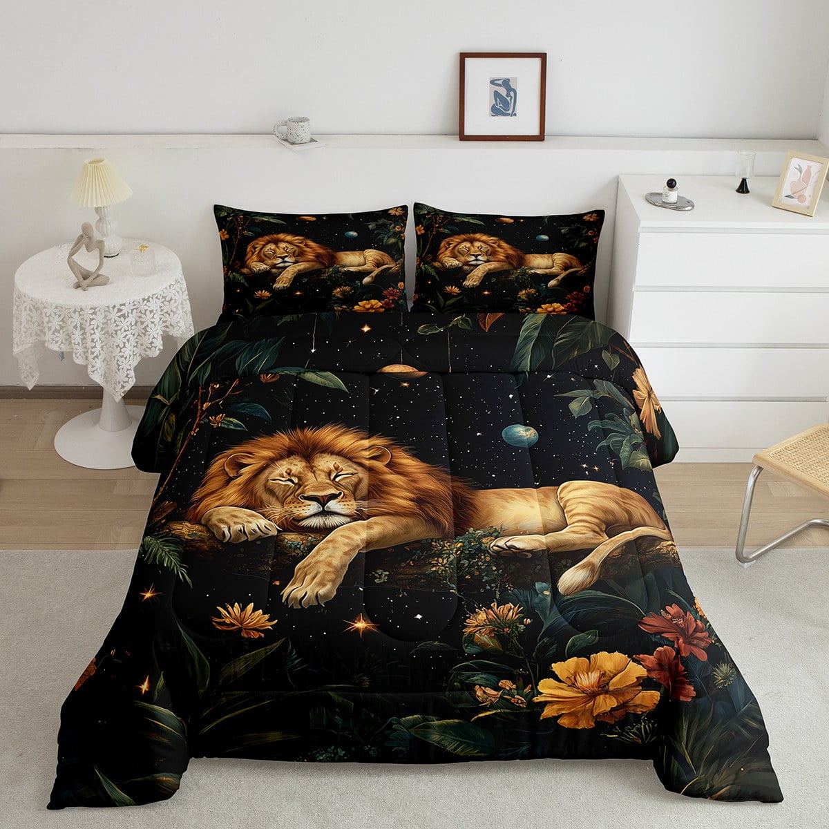 Erosebridal Jungle Lion Bedding Queen Comforter Set, Woodland Animal ...