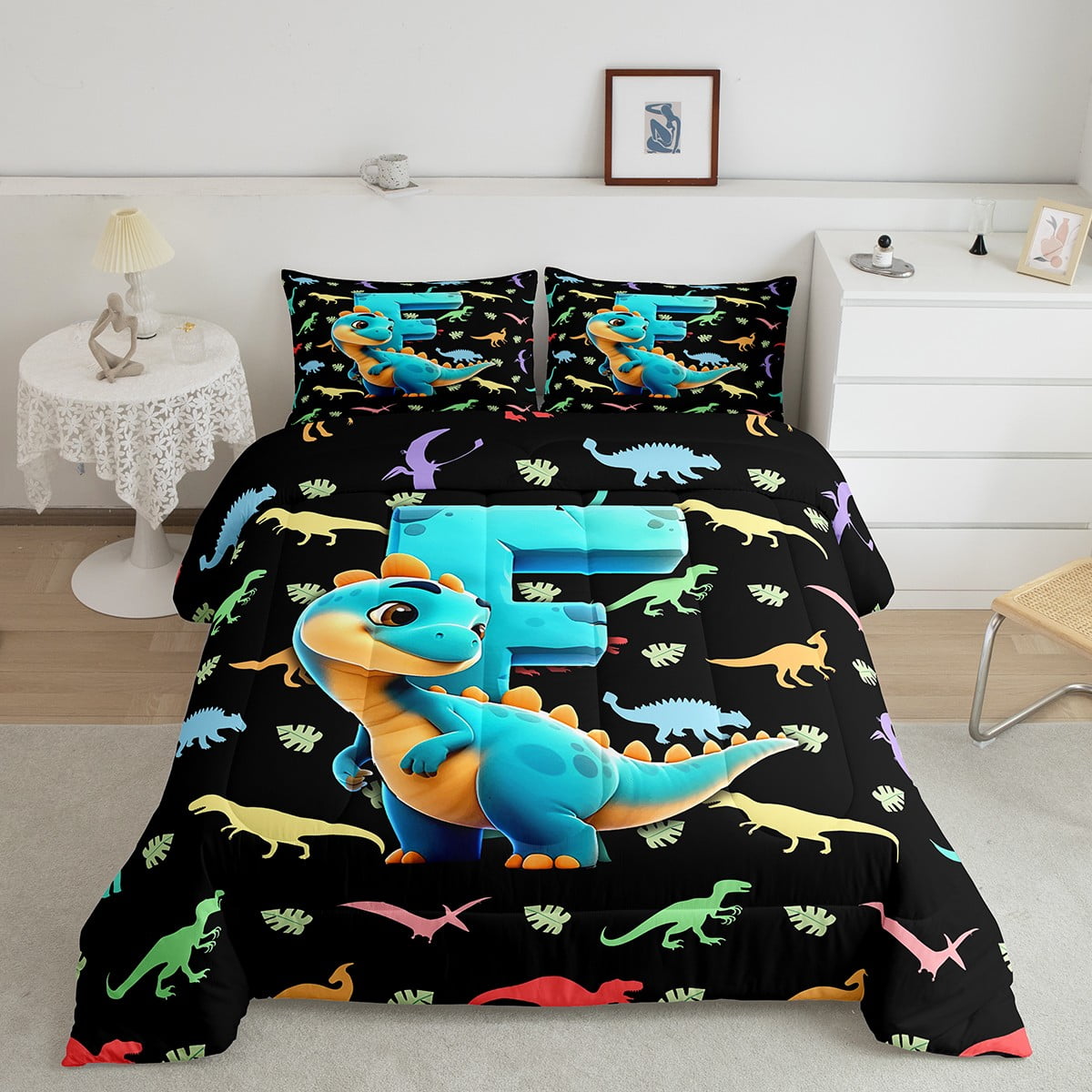 Erosebridal Kawaii Animal Bedding Twin Comforter Set, Cute Dinosaur ...