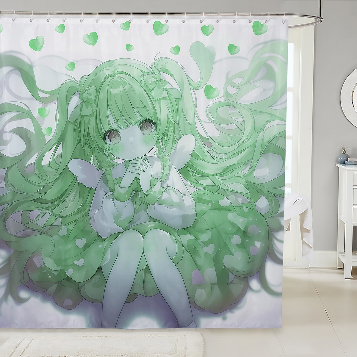 Erosebridal Kawaii Anime Bathroom Curtain 72x84, Japanese Style ...