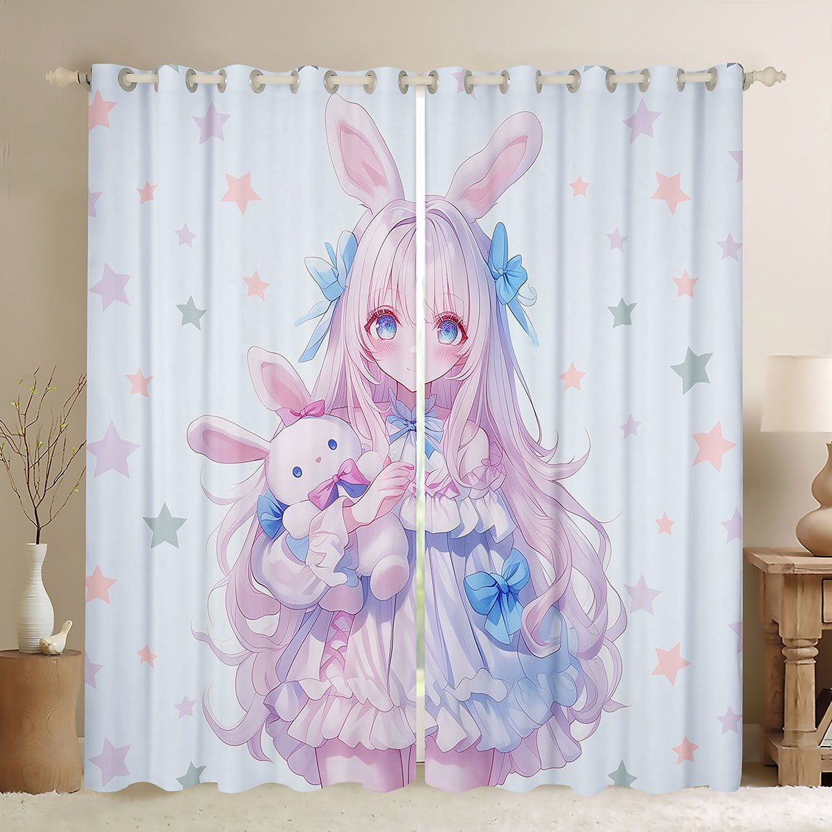 Erosebridal Kawaii Anime Curtains and Drapes (42Wx90L),Cartoon Princess ...