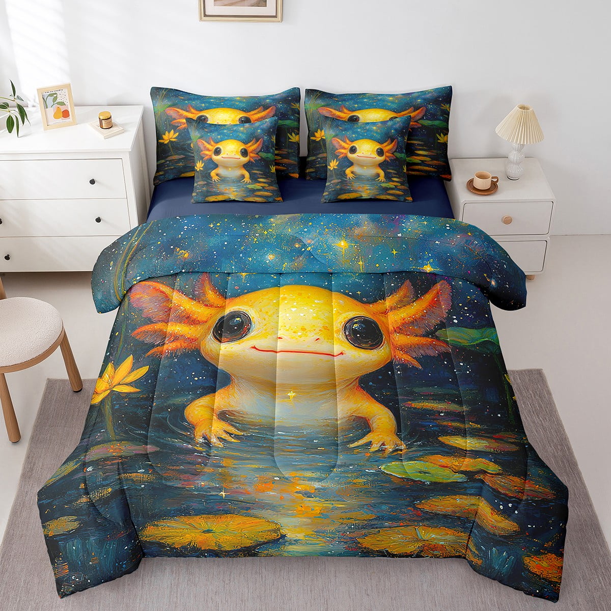 Erosebridal Kawaii Axolotl Bed in a Bag King size 7 Pieces , Animals ...