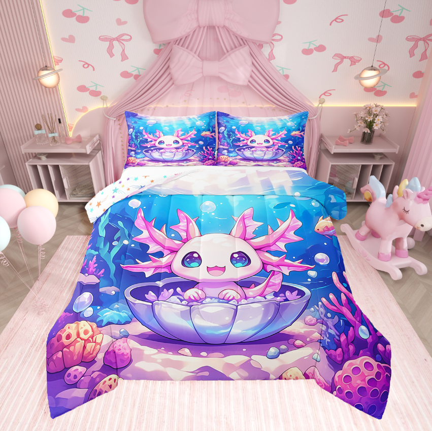 Erosebridal Kawaii Axolotl Bedding Sets King With Comforter,Ocean ...