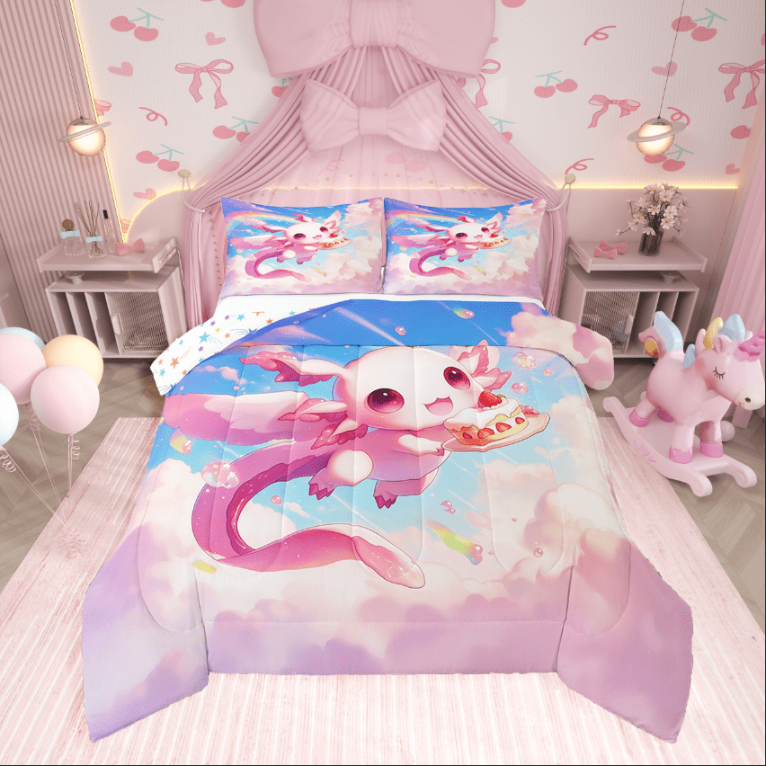 Erosebridal Kawaii Axolotl Comforter Sets,Dreamy Princess Comforters ...