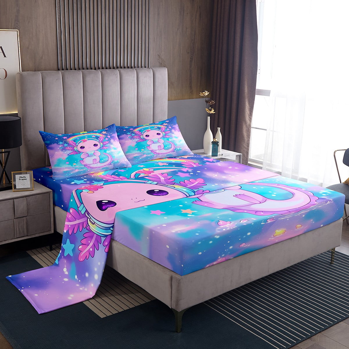 Erosebridal Kawaii Axolotl Full Sheet Sets, Dreamy Rainbow Stars ...