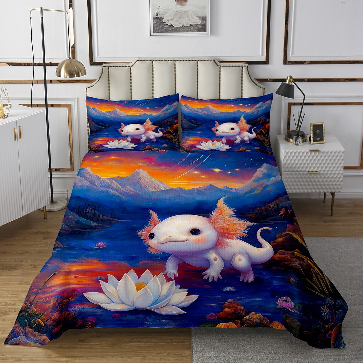 Erosebridal Kawaii Axolotl Quilt Sets for Twin Size Bed, Cute Animal ...