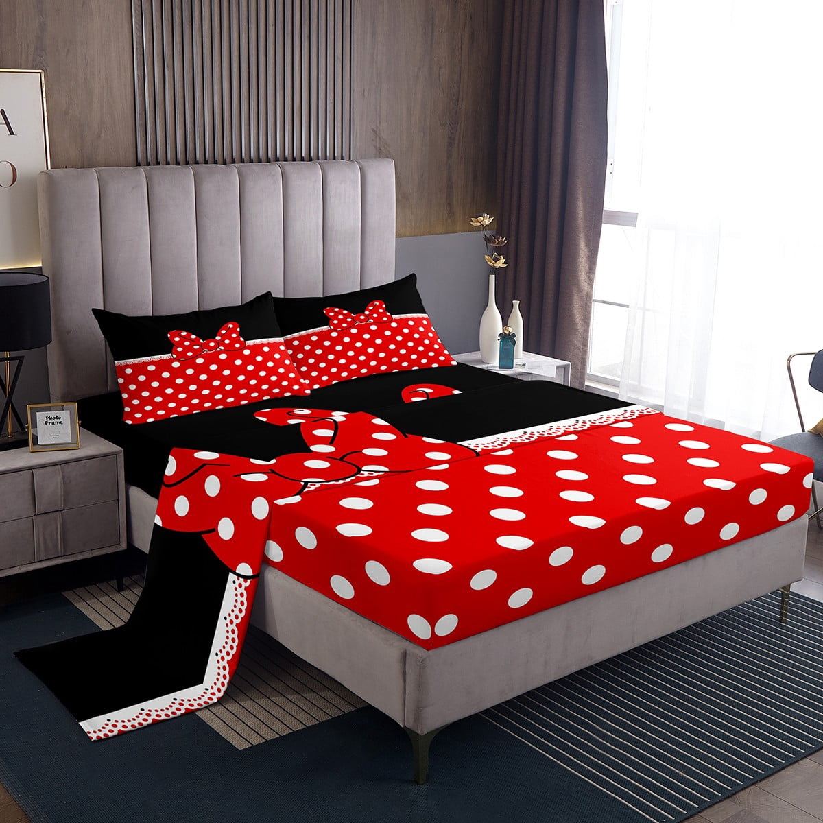 Erosebridal Kawaii Bow Bed Sheets Set Twin Size for Teens, Polka Dot ...