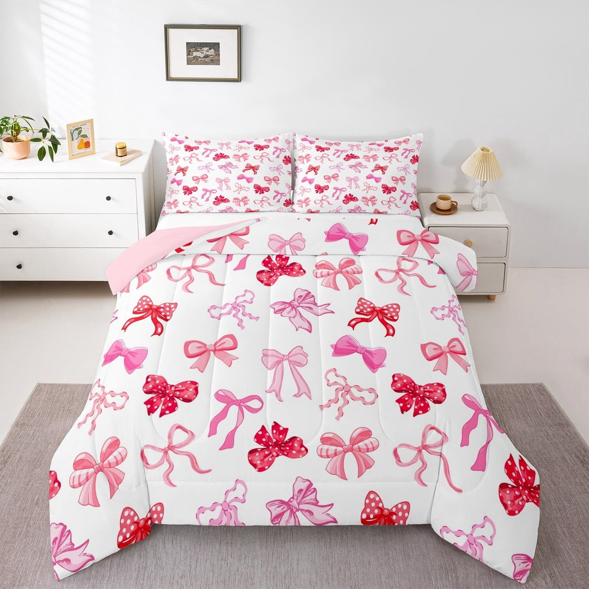 Erosebridal Kawaii Bow Bedding Sets Twin with Comforter,Fairy Bow Tie ...