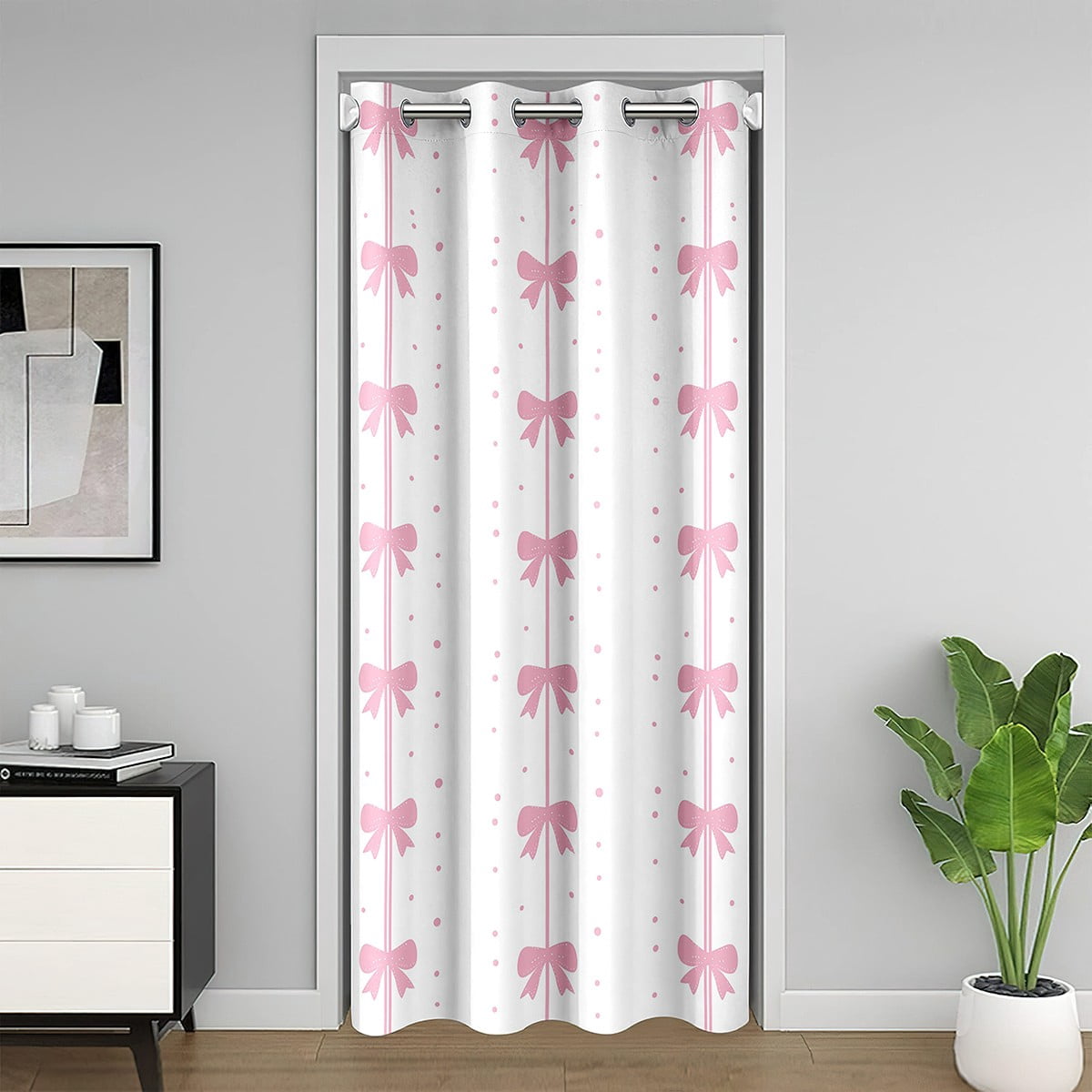 Erosebridal Kawaii Bow Door Curtain For Door Window 80"x34",Geometric ...