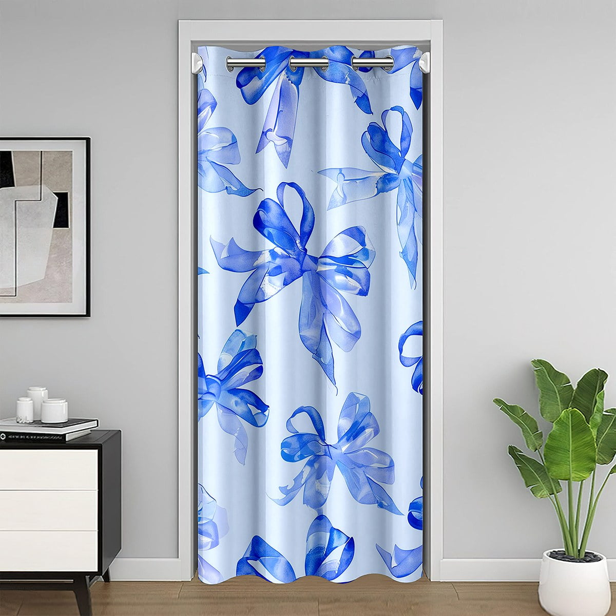 Erosebridal Kawaii Bow Door Curtain Panel 52x84, Blue Ribbon Room ...
