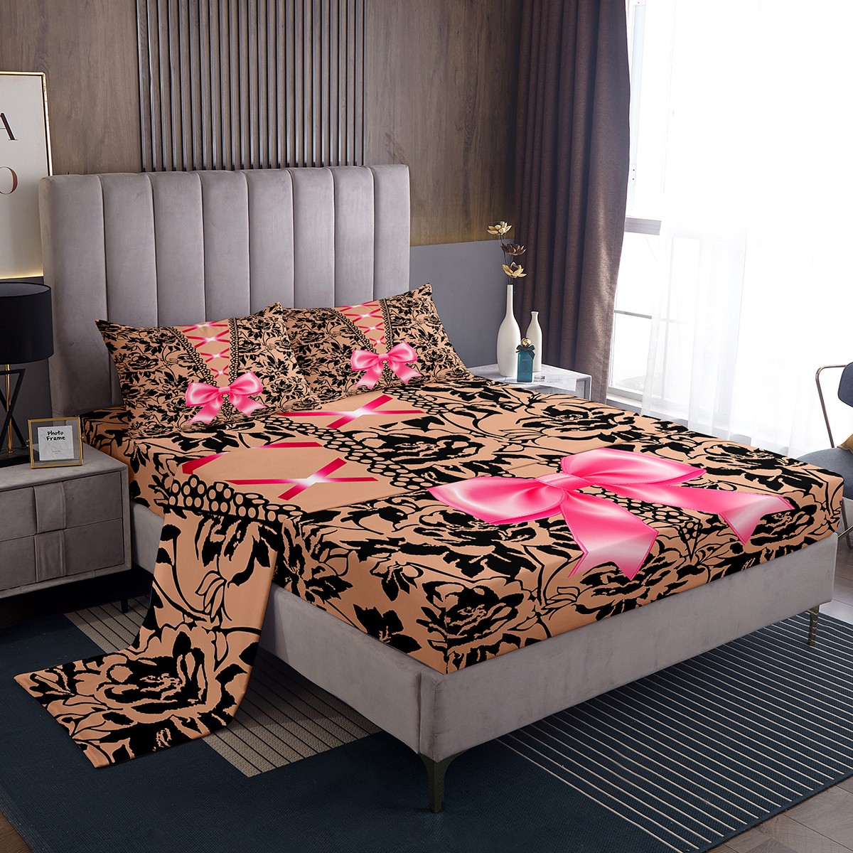 Erosebridal Kawaii Bow Full Sheet Sets,Bohemian Flower Bedding Full ...