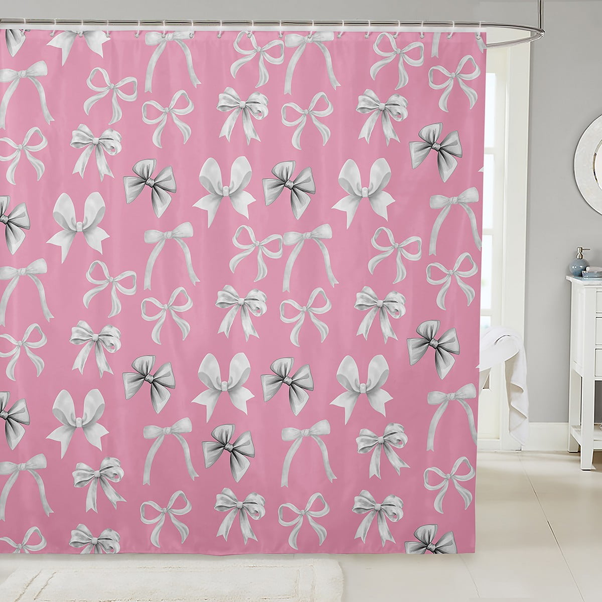 Erosebridal Kawaii Bow Tie Bathroom Curtain 72X84, Cartoon Bowknot ...