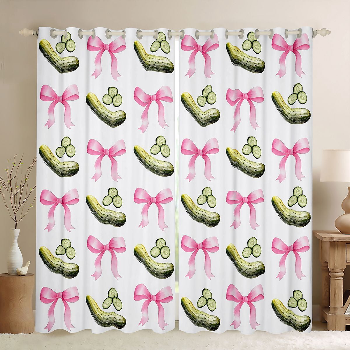 Erosebridal Kawaii Bowknot Blackout Curtains Set of 2 (52x84 Each) for ...